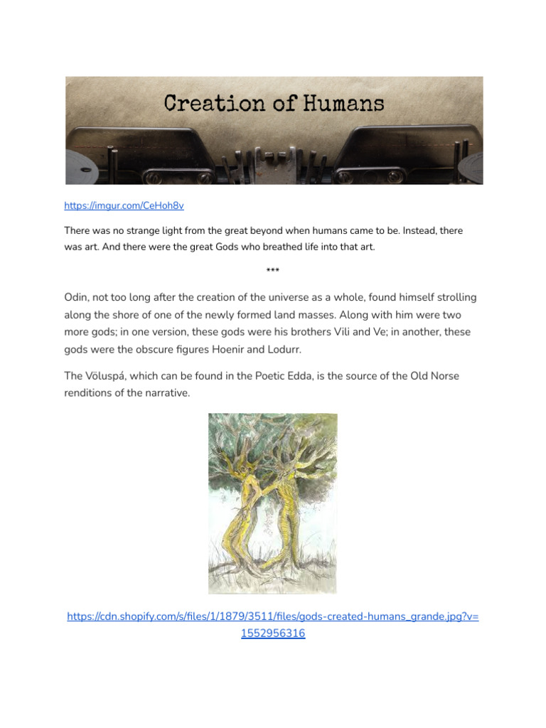 Creation of Humans | PDF | Norse Mythology | Germanic Mythology