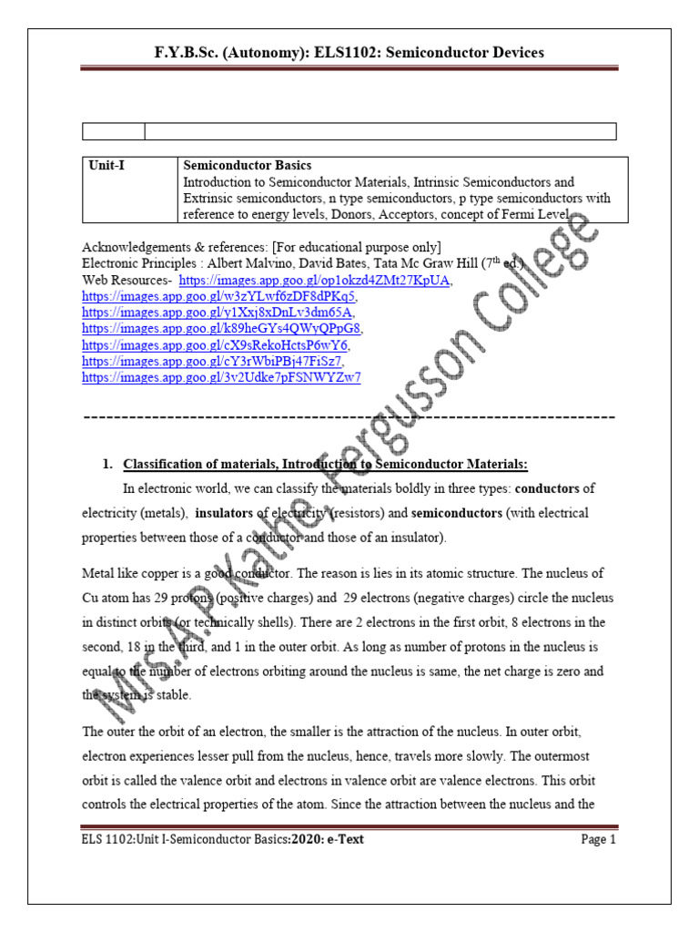 Unit Electronic | PDF | Semiconductors | Doping (Semiconductor)