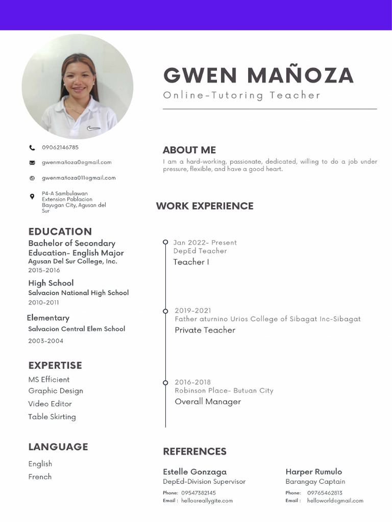 Minimalist Modern Professional Cv Resume Pdf