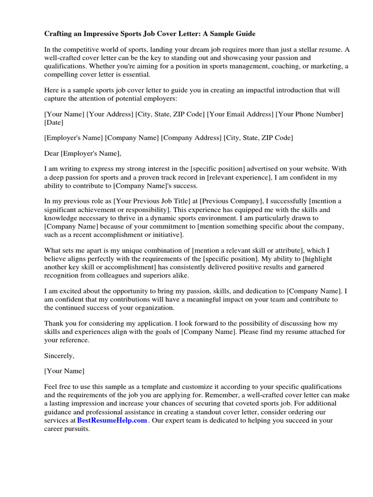 Sports Job Cover Letter Sample | Download Free PDF | Résumé | Recruitment