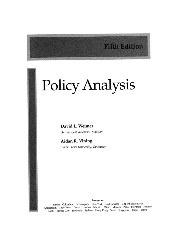 Weimer, D.L. Vining, A.R. Policy Analysis Concepts & Practice in Policy ...