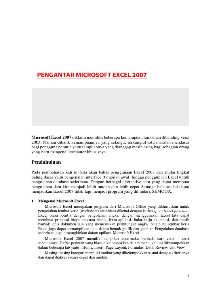 Excel07 Dasarhinggdatabase | PDF