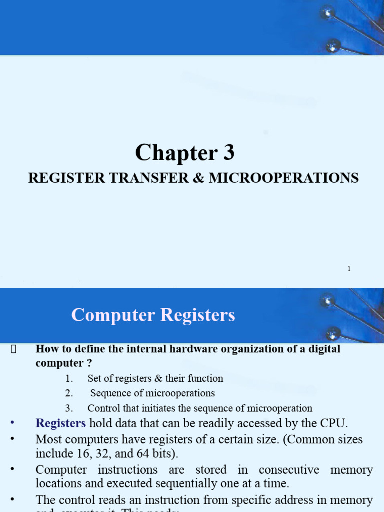Comp 321 Lecture Slide Chapter 3 (Register Transfer & Microoperations) | PDF | Computer Science ...