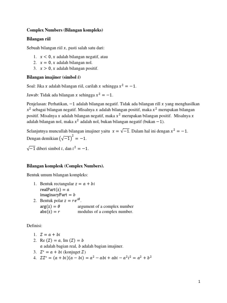 Complex Numbers Pdf
