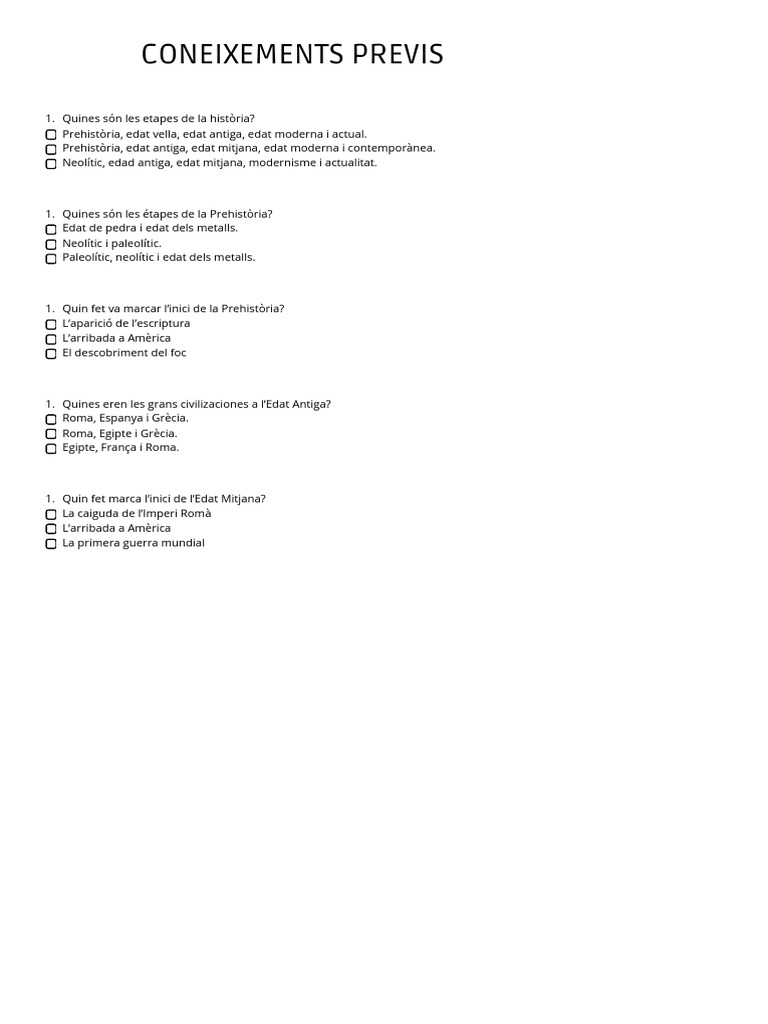 Coneixements Previs | PDF