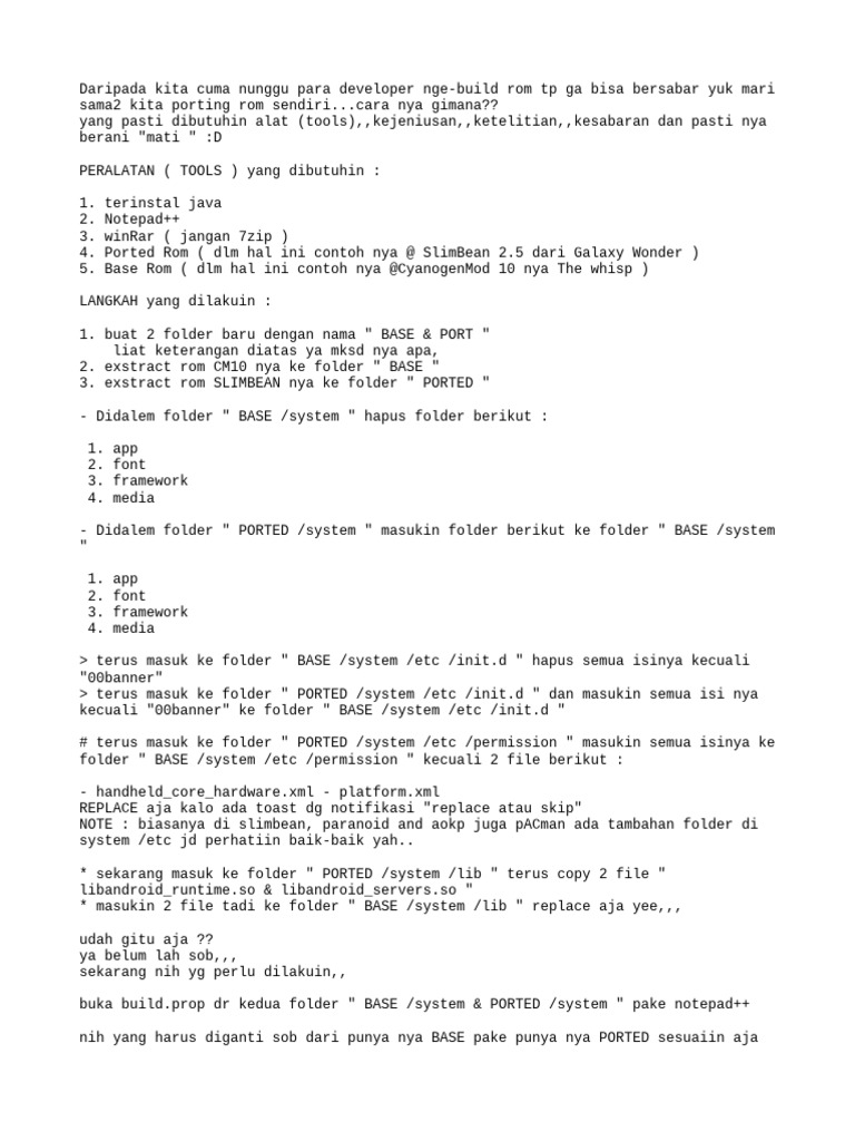 Cara Mudah Porting Rom | PDF