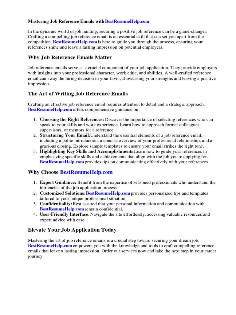 Job Reference Mail | Download Free PDF | Expert | Employment
