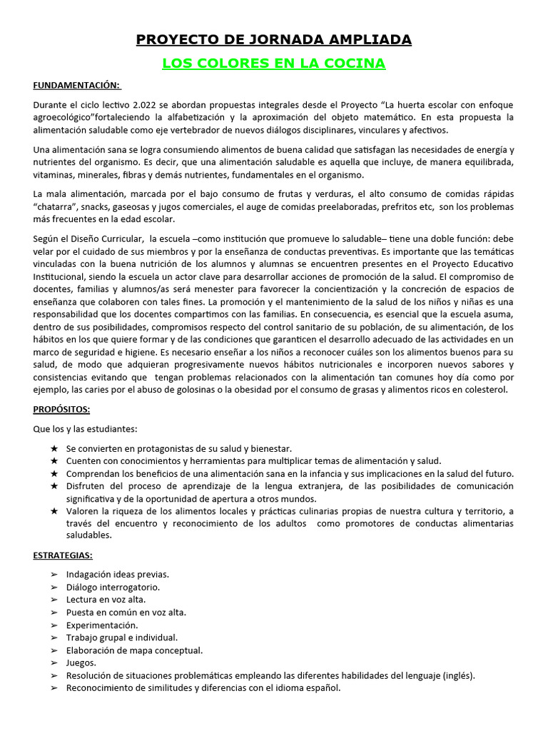 Los Colores en La Cocina | PDF | Alimentos | Nutrición