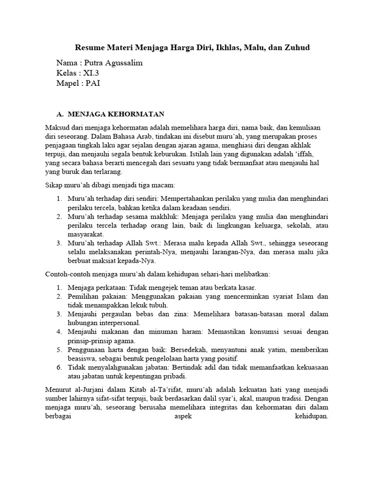 Resume Materi PAI | PDF | Karier & Perkembangan | Pengembangan Diri