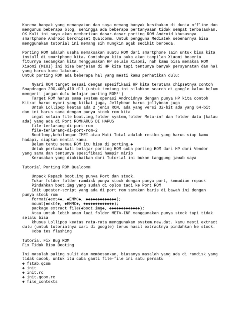Tutorial Dasar Porting Rom | PDF