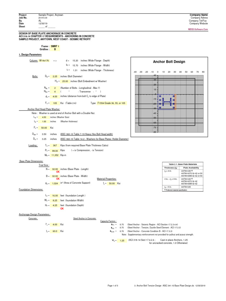 AISC 341-10 Base Plate Design - Anchor Tension | PDF | Screw | Engineering
