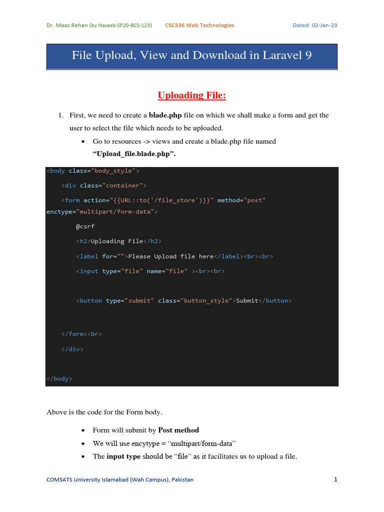 Web Technologies Week 13-15 (File Uploading) | PDF | Computer File | Internet & Web