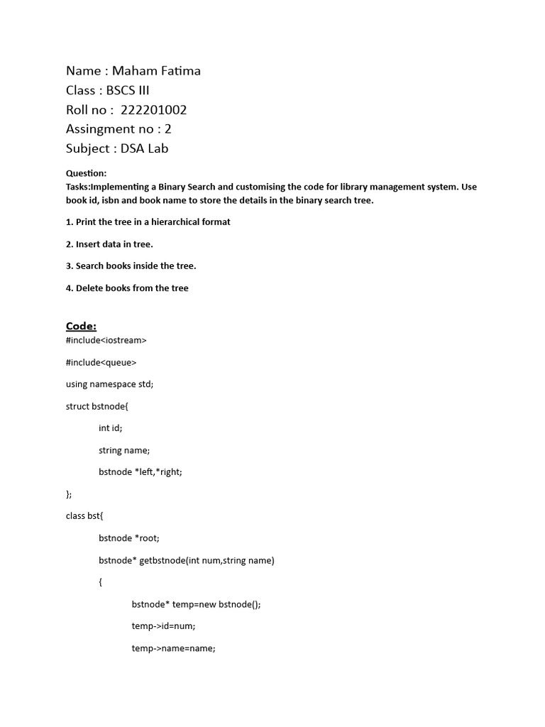 Maham Dsa Lab 2 | PDF | Programming Paradigms | Computer Data Maham Dsa Lab 2 | PDF | Programming Paradigms | Computer Data