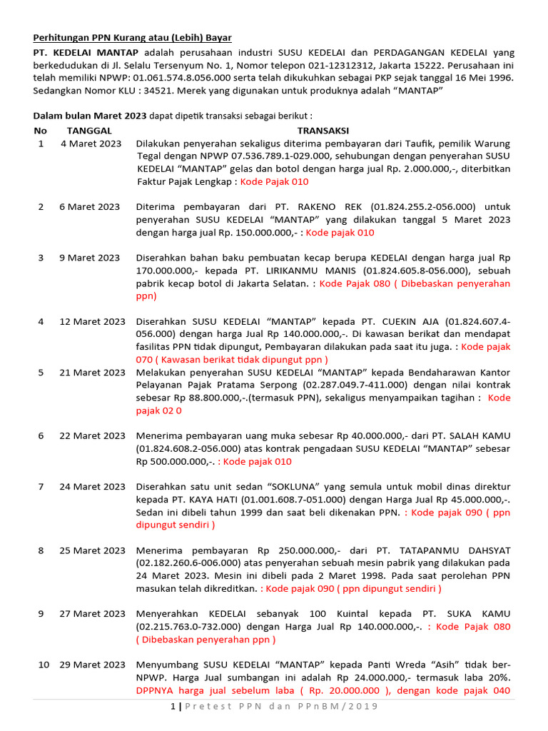 Soal SPT Kedelai Mantap PPN | PDF