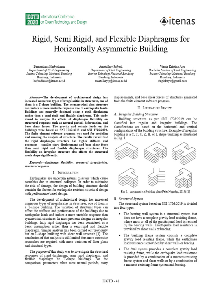 Rigid, Semi Rigid, and Flexible Diaphragms For Horizontally Asymmetric Building | PDF | Beam ...