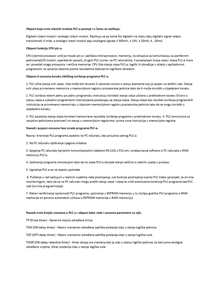 Teorija PLC 2. Kolokvij | PDF