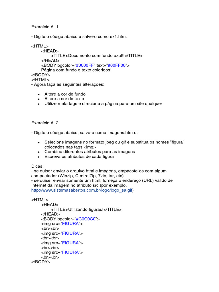 Exercicios Akira | PDF | Html | Informática
