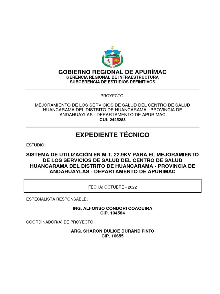 Exp Tec Su Cs Huancarama | PDF | Subestacion electrica | Ingenieria Eléctrica