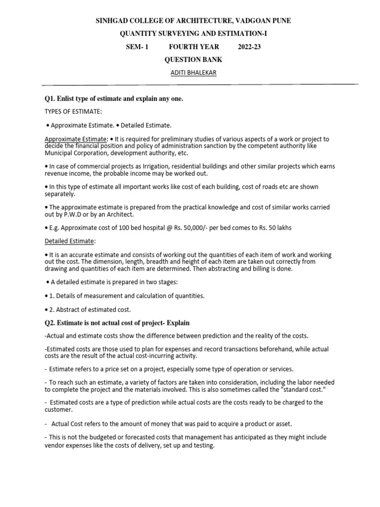 Qse Answer Sheet | Download Free PDF | Concrete | Specification ...