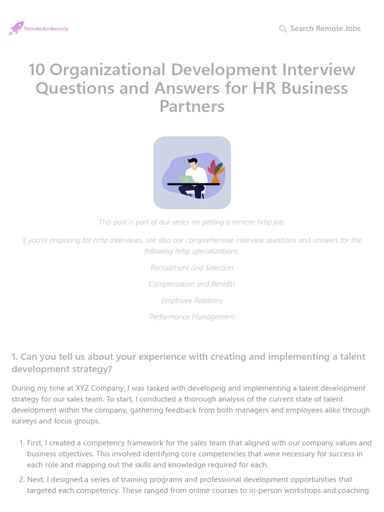 10 Organizational Development Interview Questions and Answers For HR ...