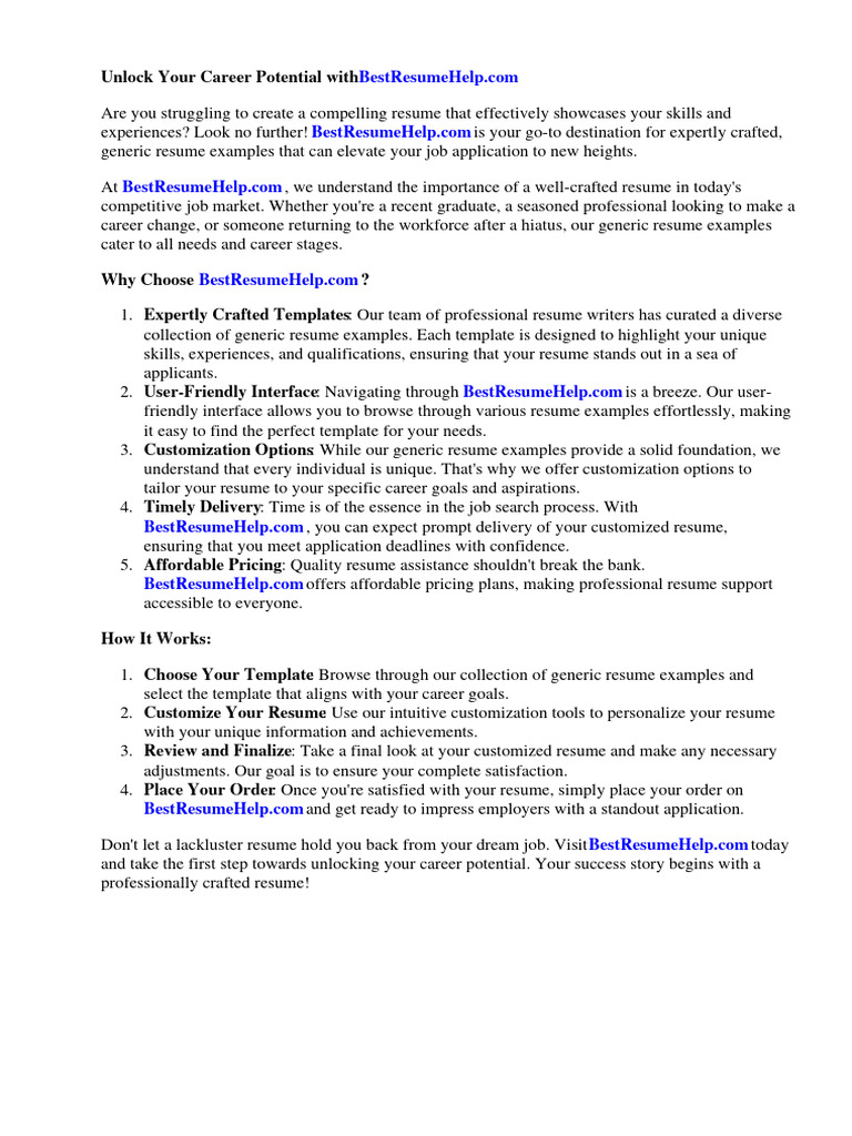 Generic Resume Examples | PDF | Résumé