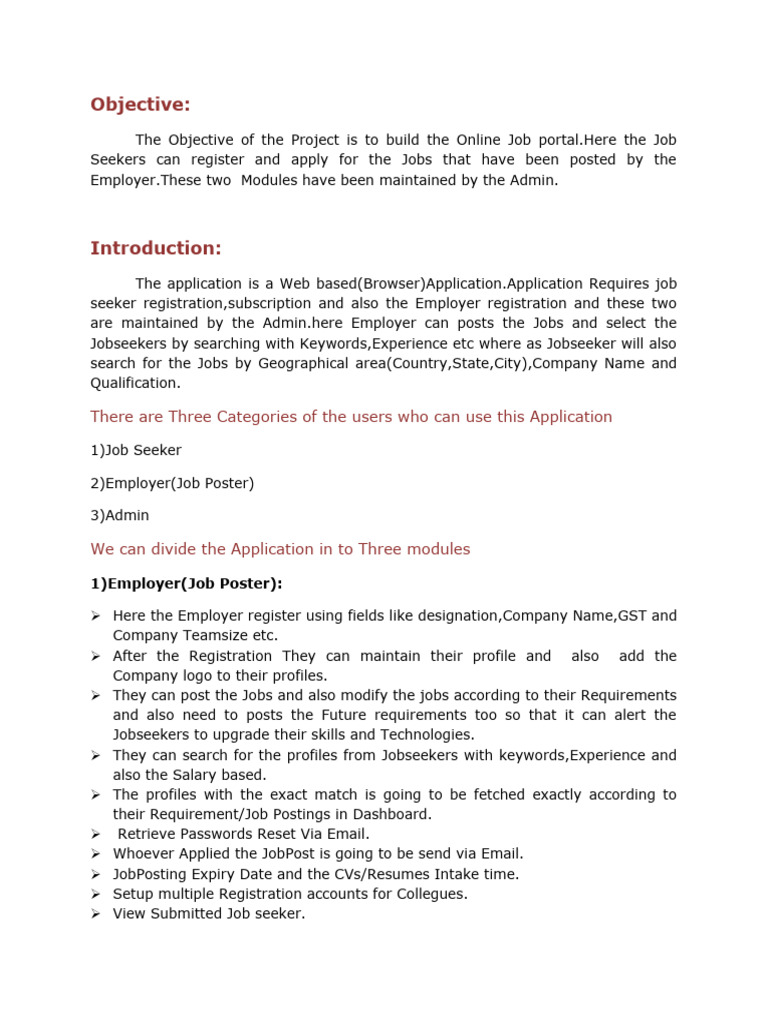 Online Job Portal Development Plan | PDF | Résumé | Java Script