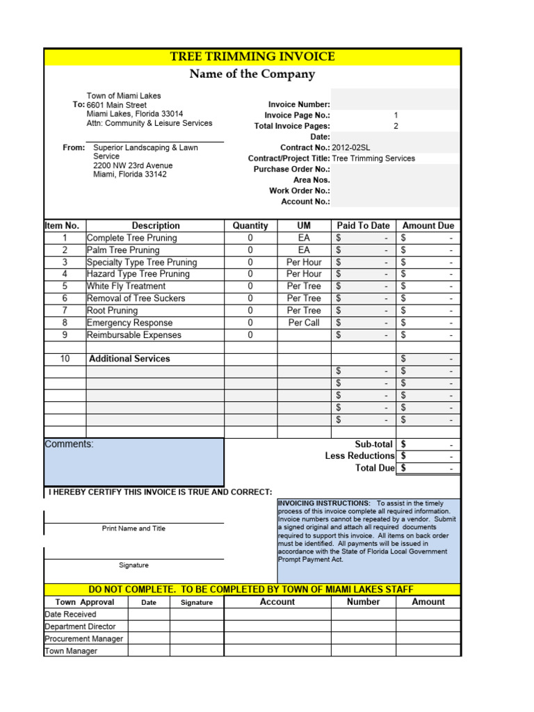 Tree Trimming Invoice Format | PDF | Invoice