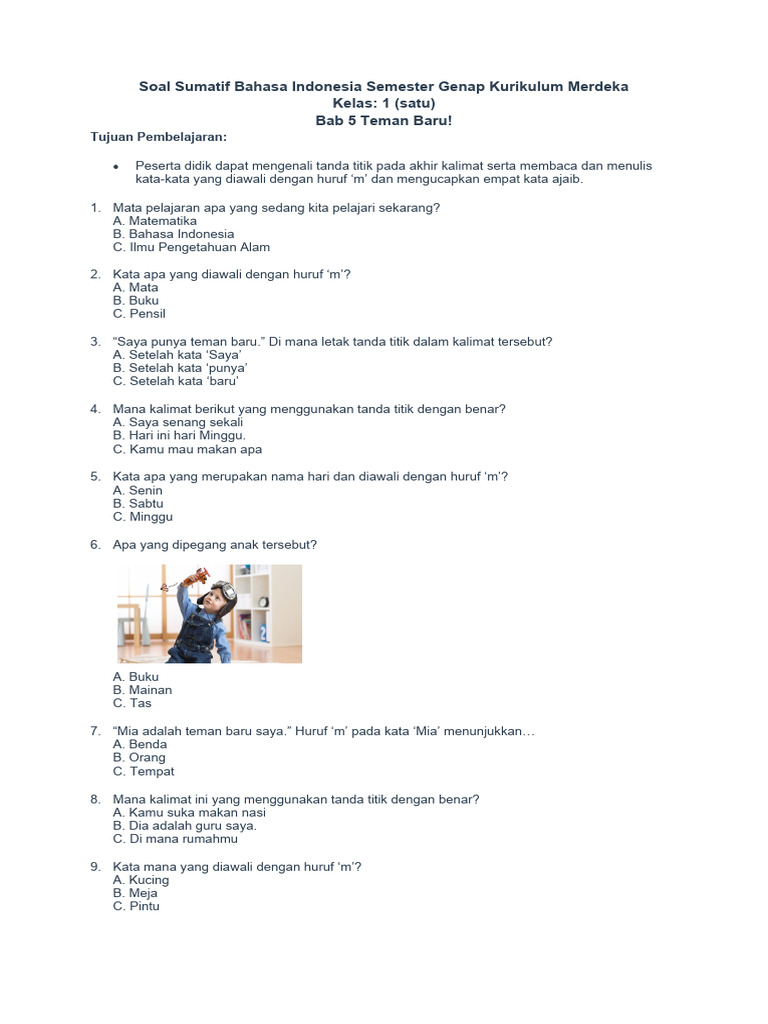 Sumatif BI Bab 5 Teman Baru | PDF