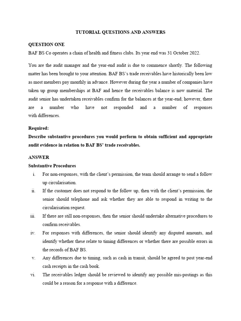 Baf Ii-Tutorial Questions | PDF