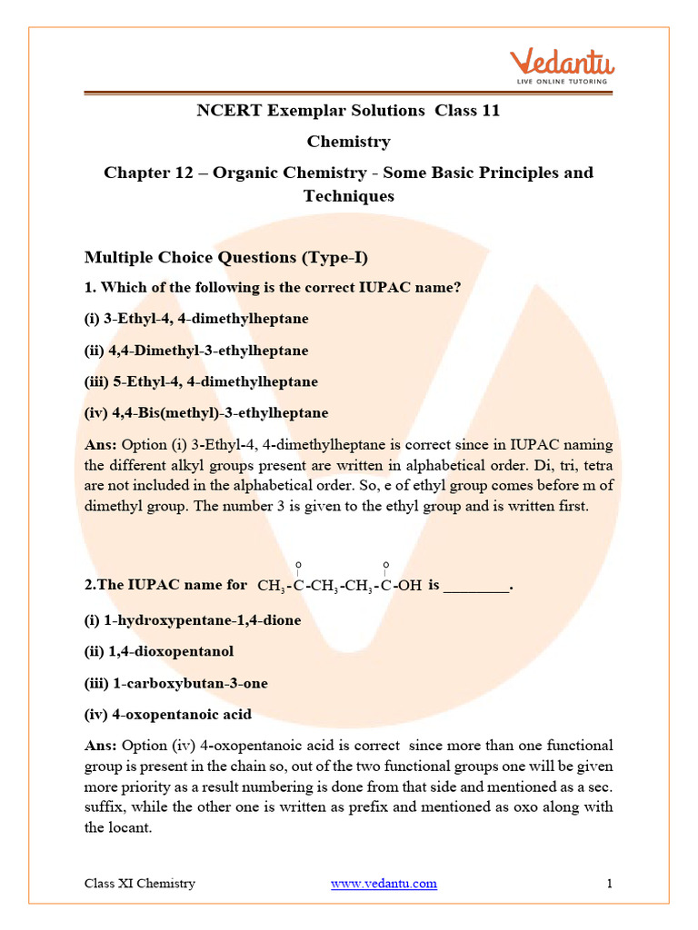 NCERT Class 11 Organic Chemistry Solutions | PDF | Distillation | Isomer