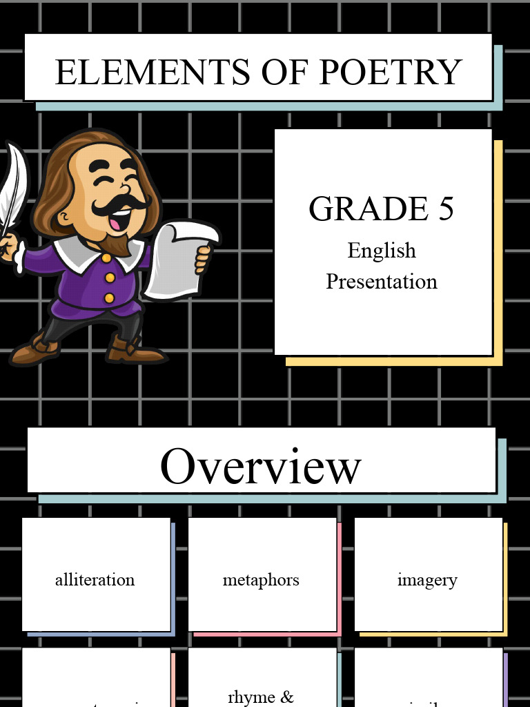 Elements of Poetry English Presentation in Colorful Grid Style | PDF