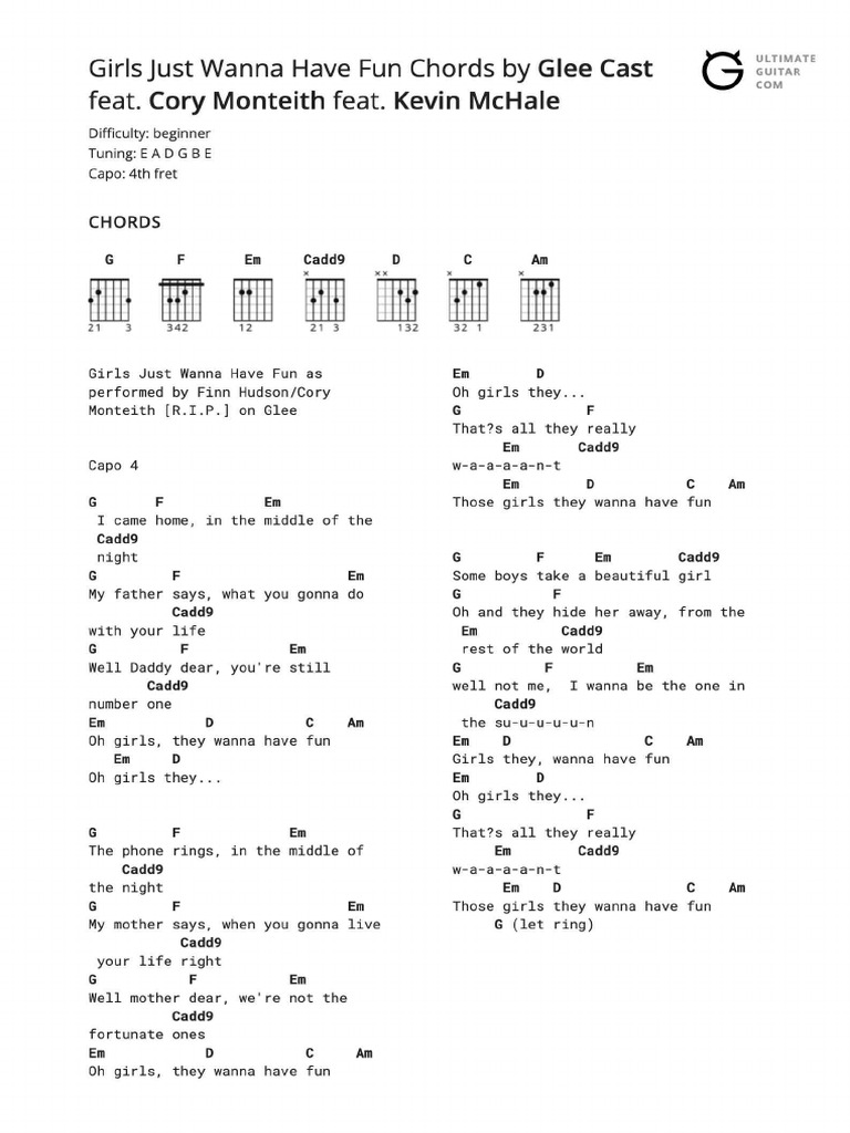 Girls Just Wanna Have Fun Chords | PDF