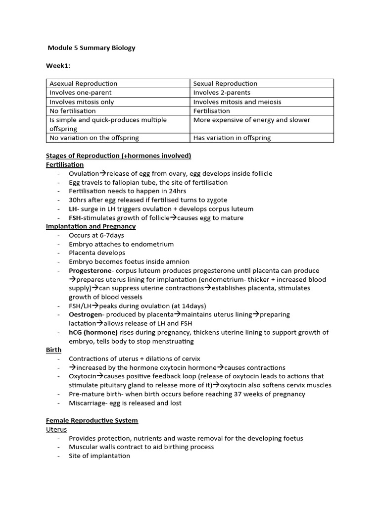 Module 5 Summary Biology | PDF | Meiosis | Translation (Biology)