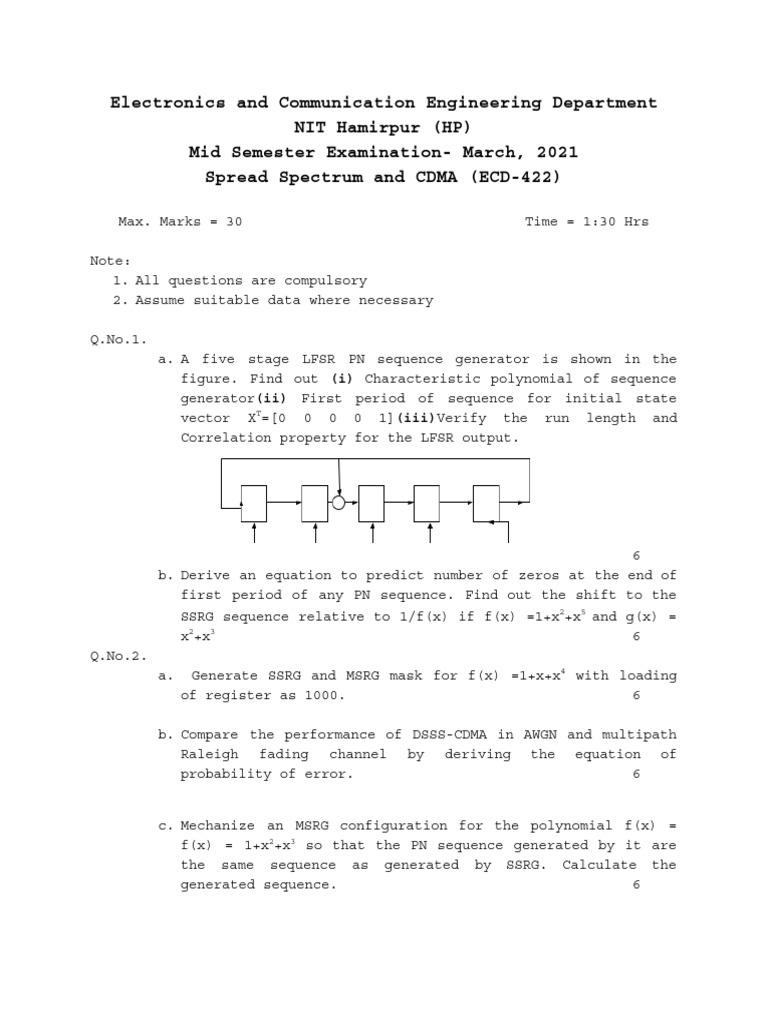 Mid Semester Exam-March21 | PDF