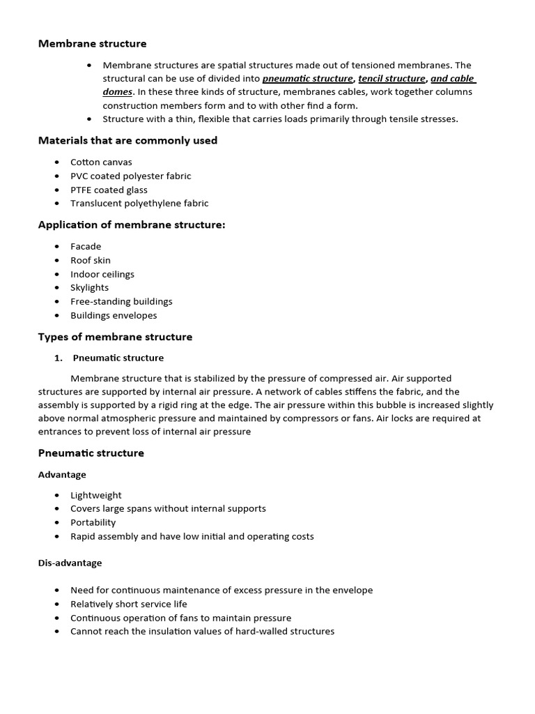 Membrane Structure | PDF | Dome | Materials