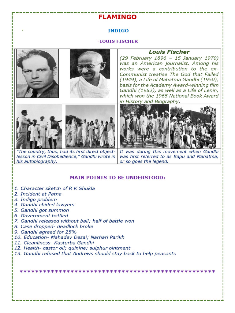 Class 12 Indigo Main Points | PDF | Mahatma Gandhi | Indian ...