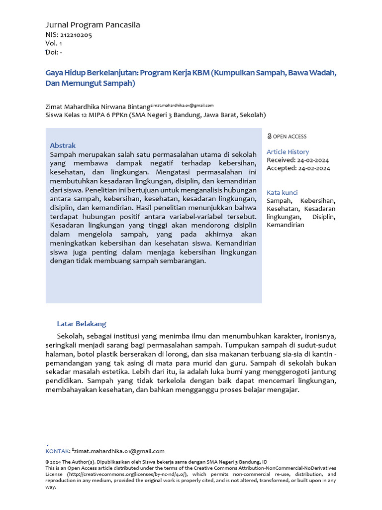 Artikel Portofolio Dan Penugasan P5 US - Zimat M. N. Bintang - XII MIPA 6 | PDF
