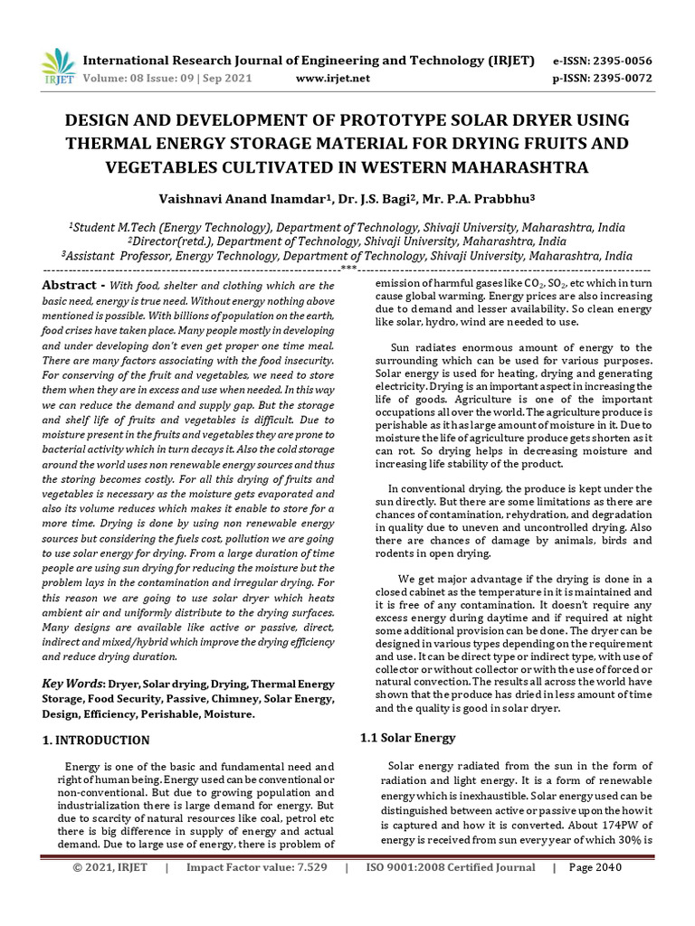 Irjet Design and Development of Prototyp | Download Free PDF | Solar ...