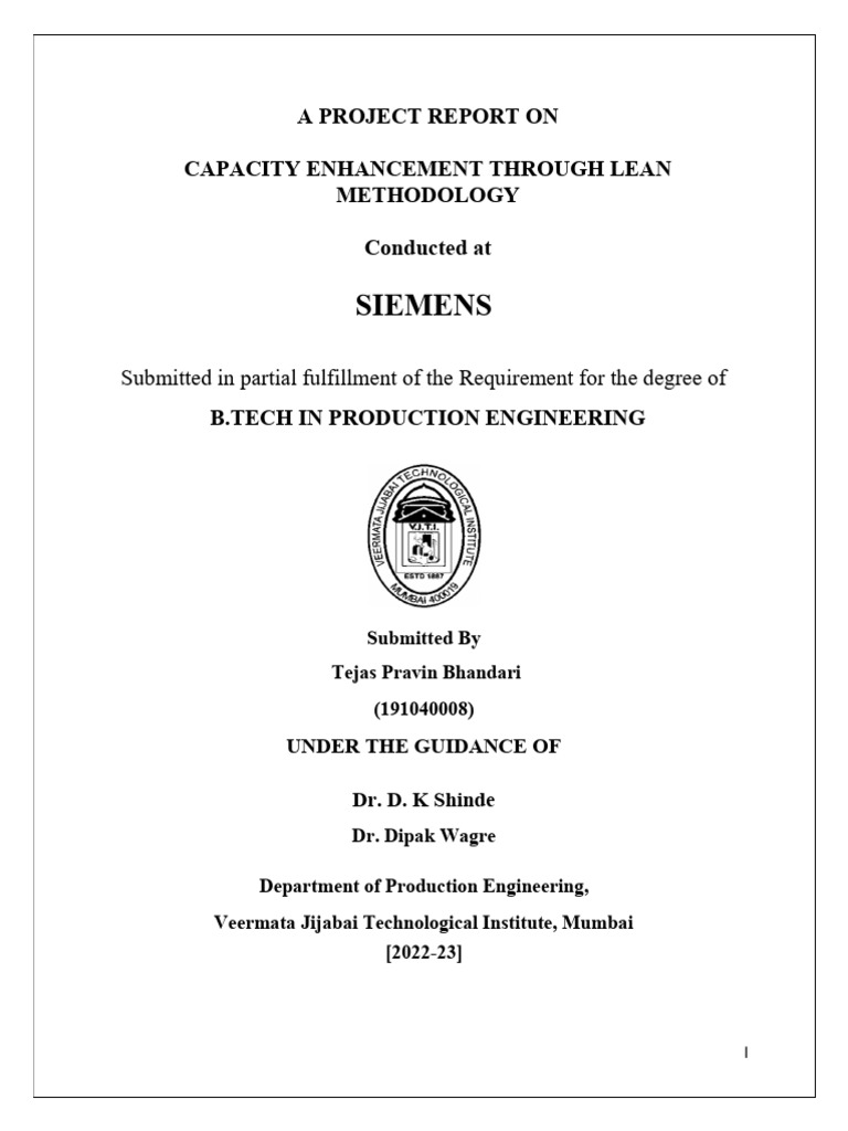 Tejas Bhandari Final Report | PDF | Lean Manufacturing | Relay