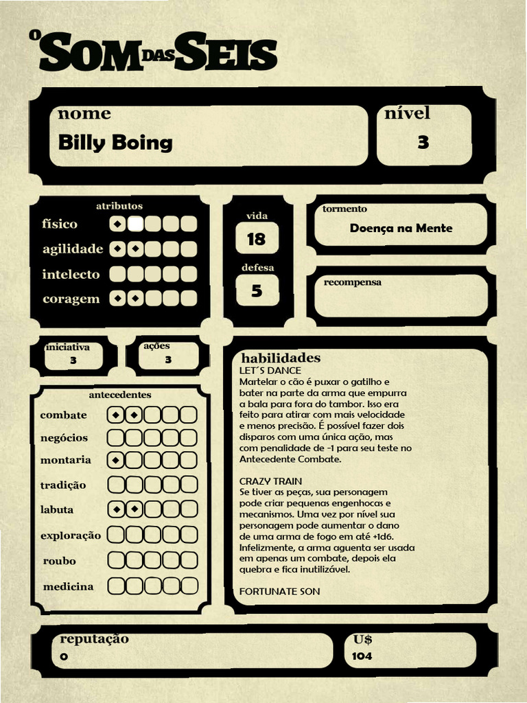 O Som Das Seis - Ficha Billy Boing | PDF | Revólver | Balística