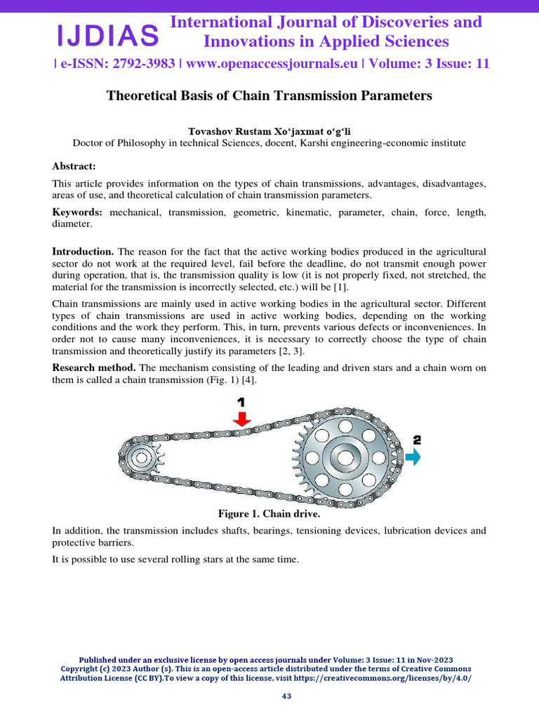 Theoretical Basis of Chain Transmission Parameters | PDF | Mechanical ...