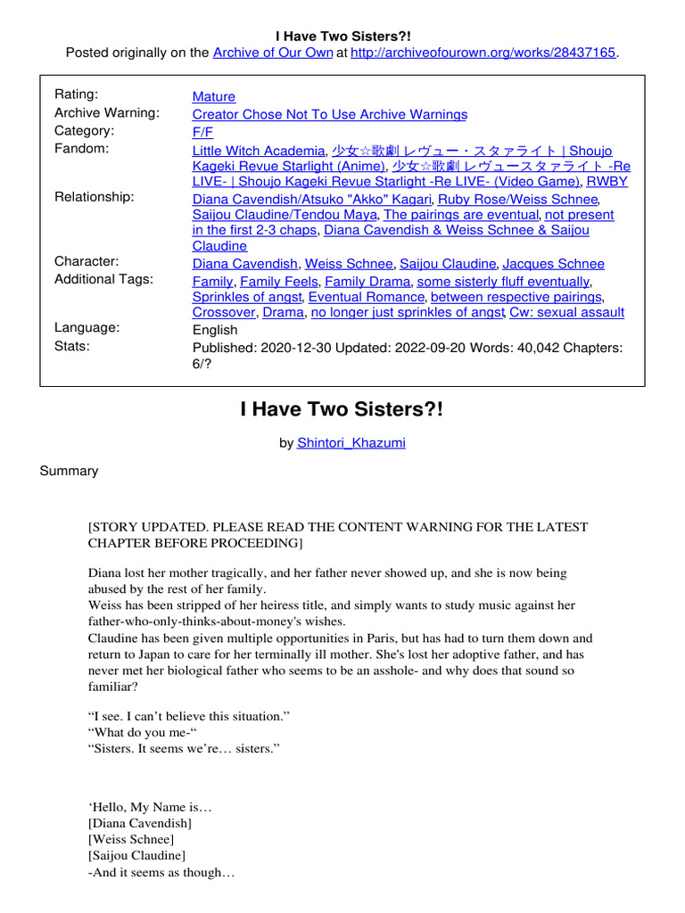 I Have Two Sisters | PDF