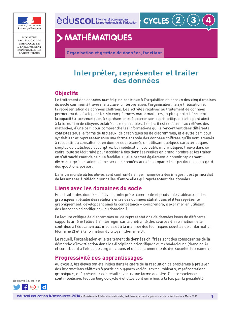 Traitement et représentation de données mathématiques | PDF | Salaires ...