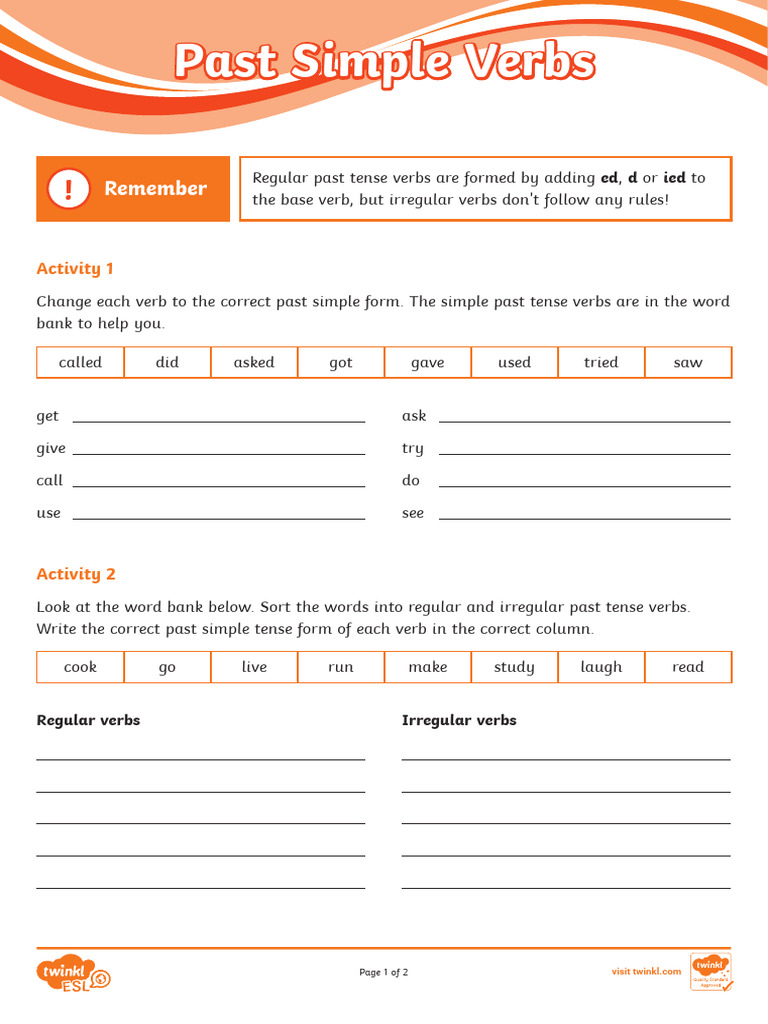 T 1675854370 Esl Past Simple Grammar Practice Worksheet Teens A2 Ver 1 ...