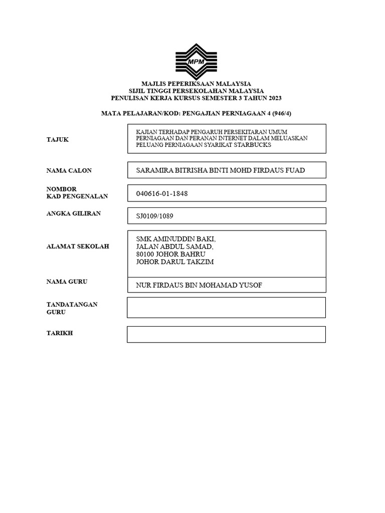 Borang KKPP 2023 Bit | PDF