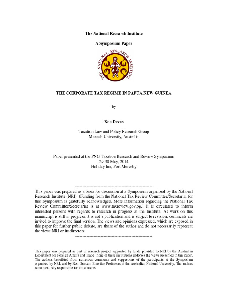 PNG Corporate - Tax .Paper | PDF | Taxes | Tax Deduction