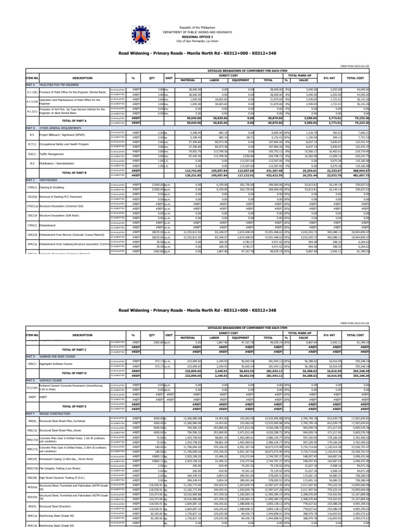POW 2024 Official Template MNR 312000 | Download Free PDF | Deep Foundation | Structural Engineering