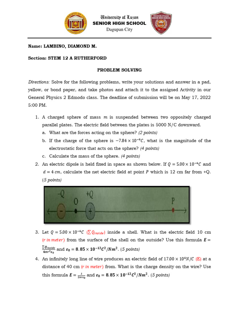 Final Peta Gen. Physics 2 | PDF | Electric Field | Physics