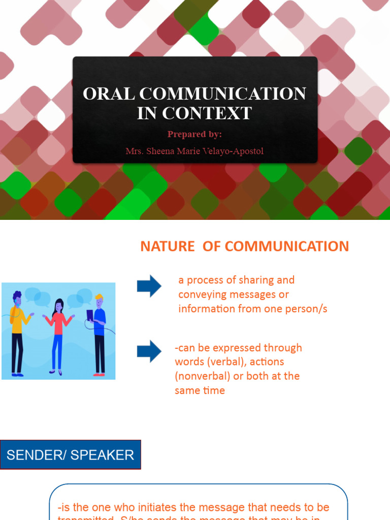 Week 2 - Oral Communication in Context | PDF | Communication ...