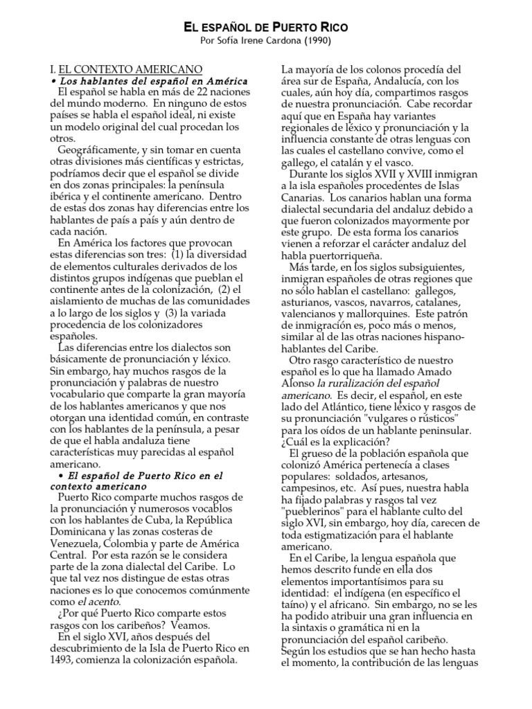 El Español de Puerto Rico 2 | PDF | Lengua española | Idioma en Inglés